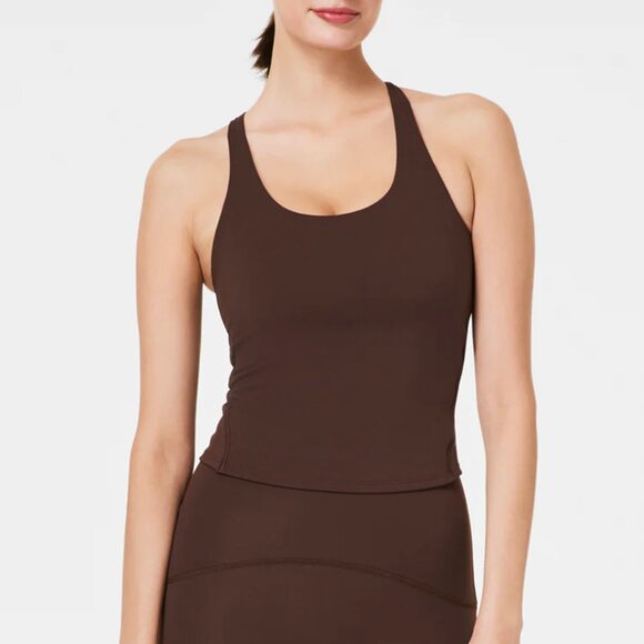 SPANX | Tops | Spanx Get Moving Contour Crossback Shelf Tank Espresso ...
